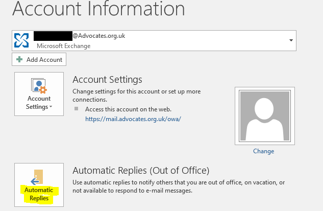 Setting Your Out Of Office Outlook 2016 2019 365 Faculty Of Advocates